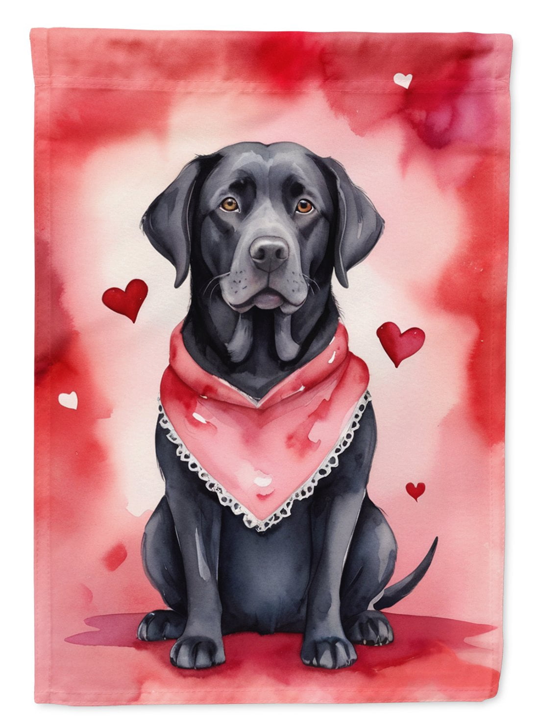 Black Labrador Retriever My Valentine House Flag 28 in x 40 in ...