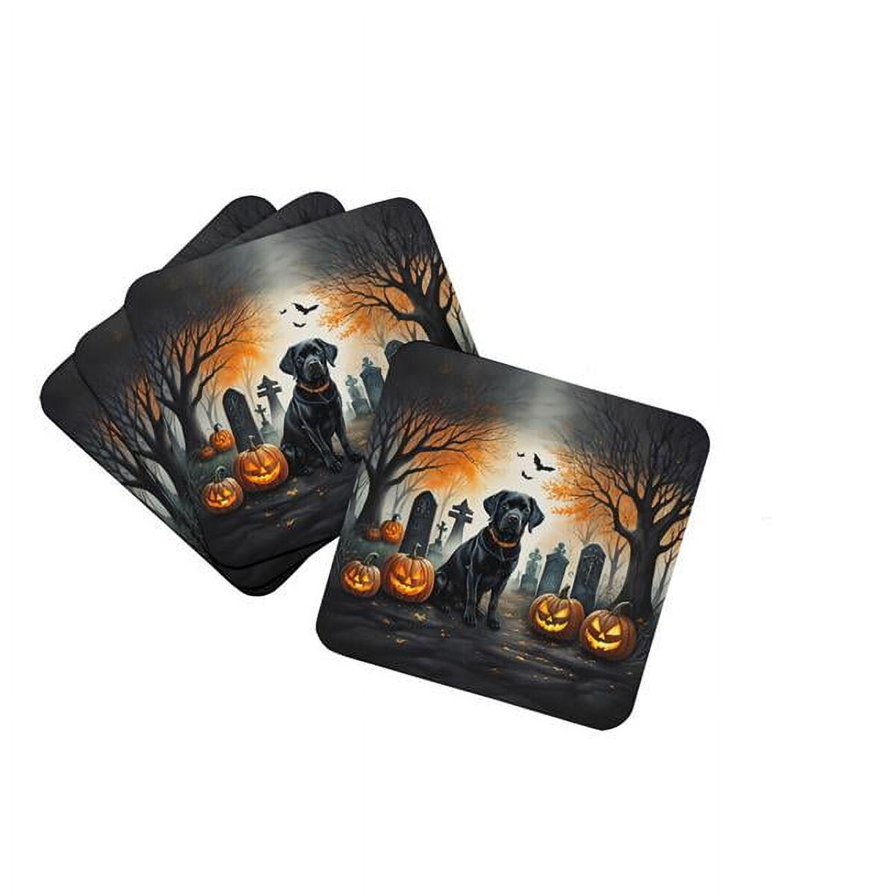 Black Labrador Retriever Spooky Halloween Foam Coaster Set of 4 3.5 in ...