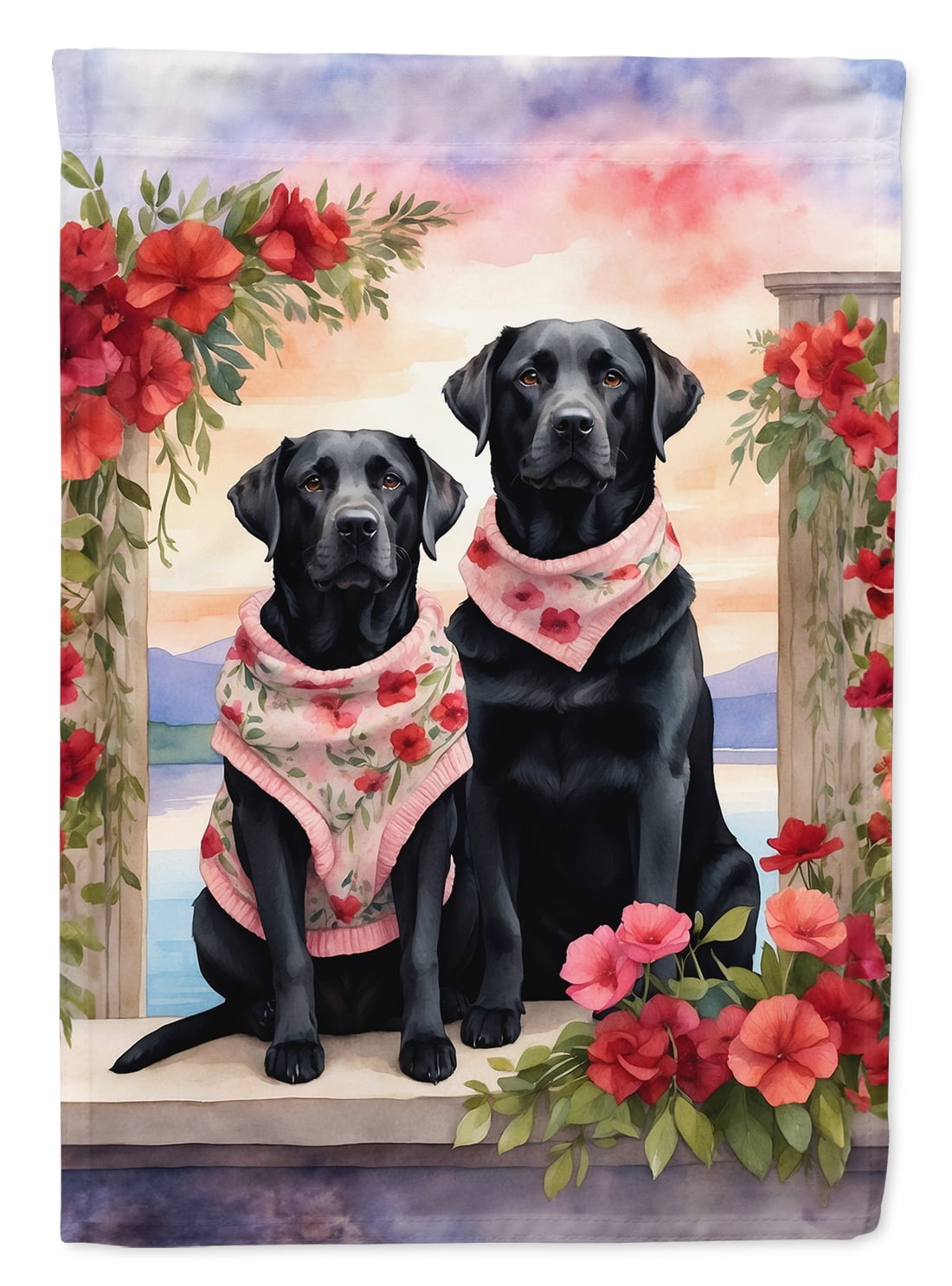 Black Labrador Retriever Two Hearts Garden Flag 11.25 in x 15.5 in ...