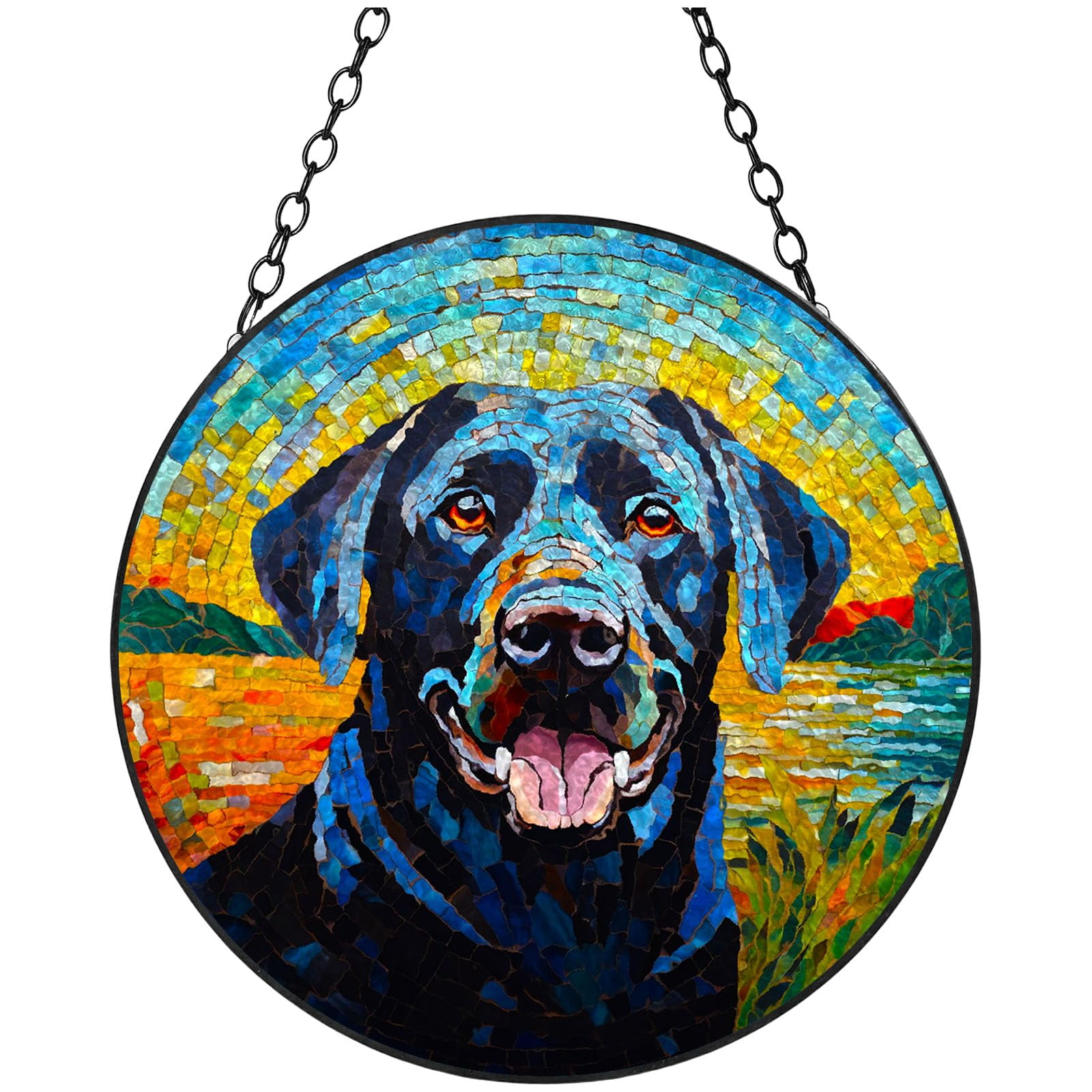 Black Labrador Stained Glass Suncatcher Handmade Window Hangings ...