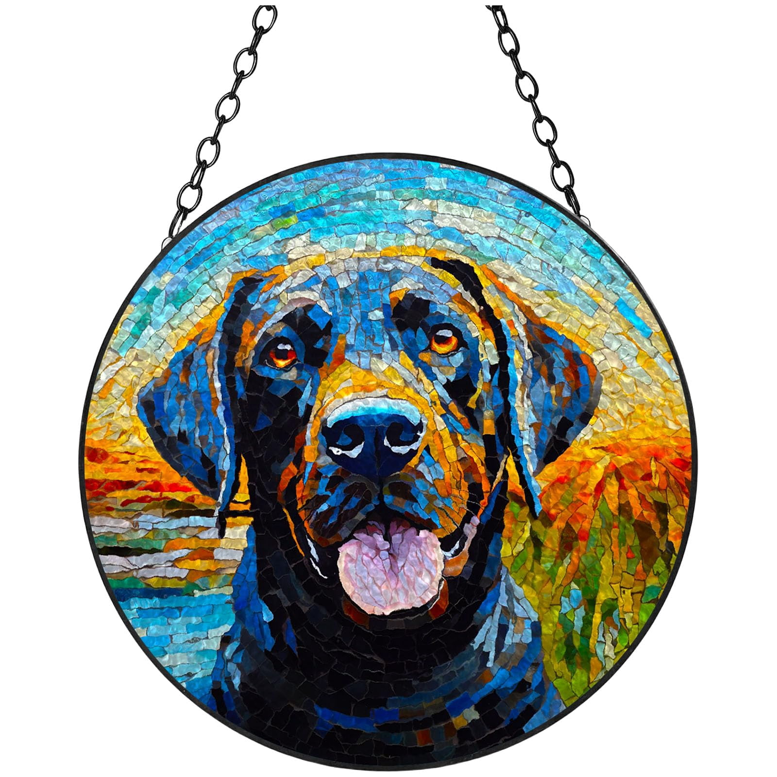 Black Labrador Stained Glass Suncatcher Handmade Window Hangings ...