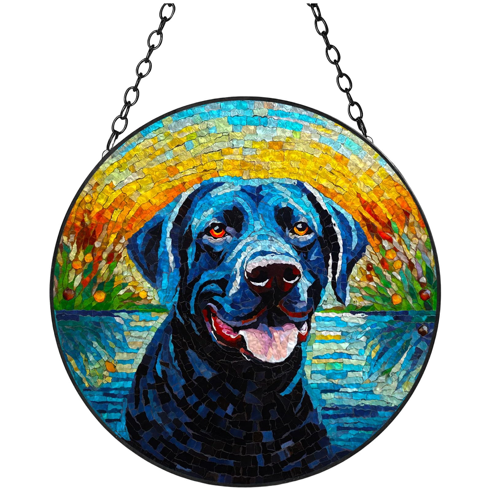 Black Labrador Stained Glass Suncatcher Handmade Window Hangings ...