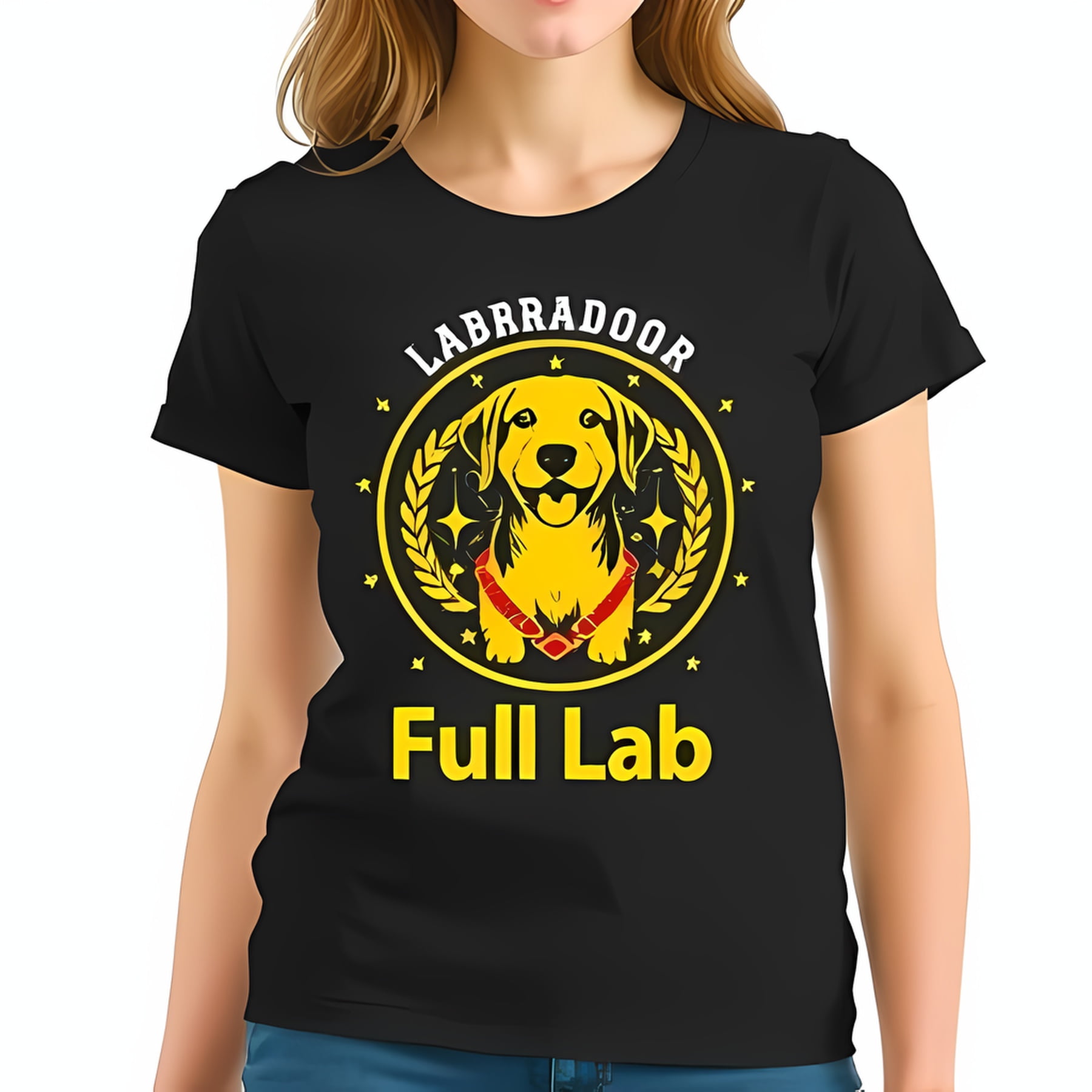 Black Labrador T-Shirt with Laurel - "LABRADOOR Full Lab" Design for ...