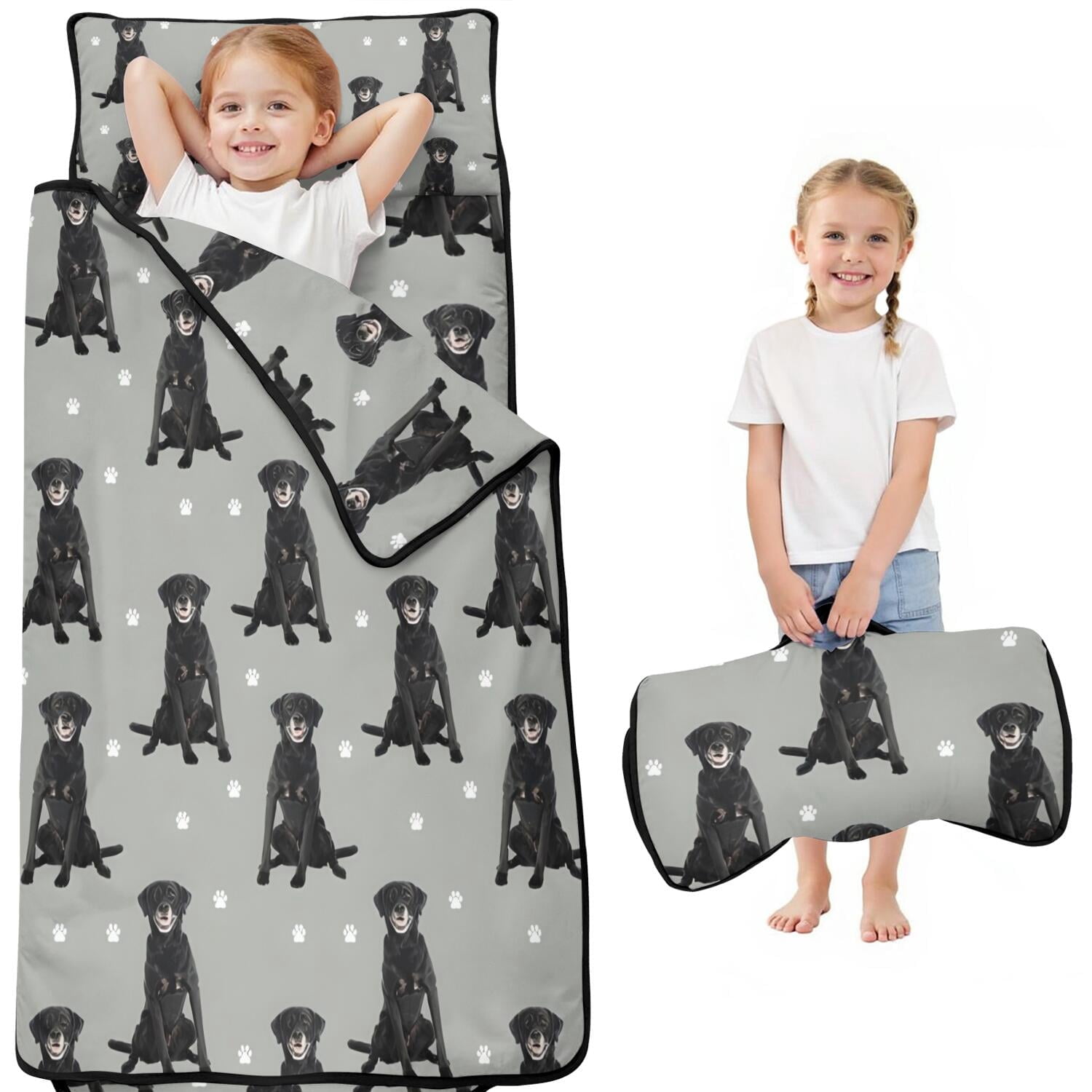 Black Labrador Toddler Nap Mats for Kids Preschool,Sleeping Mat Bag or ...