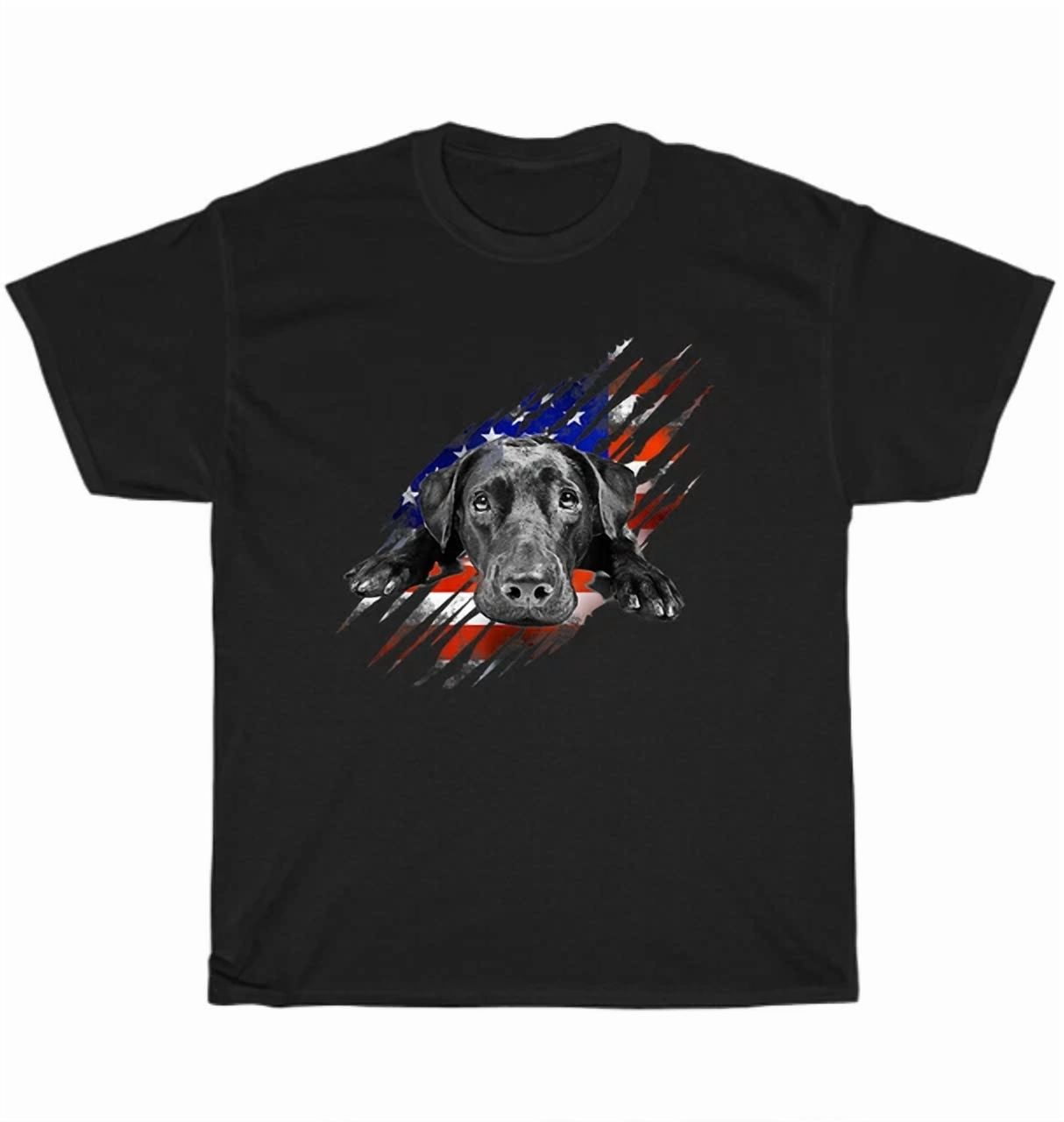 Black Labrador Usa American Flag Lab Dog Owner Bird Duck Hunter T-Shirt ...