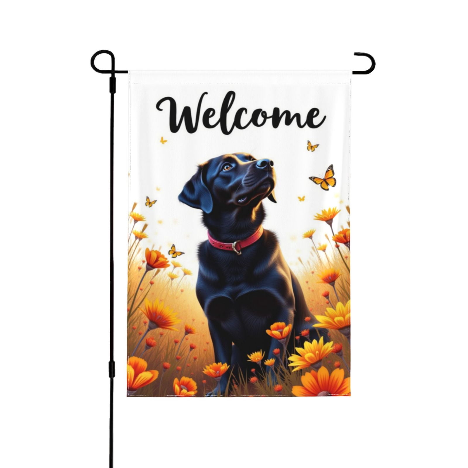 Black Labrador Welcome Garden Flag 12x18 Inch Double Sided Cute Dog ...