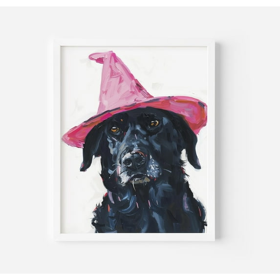Black Labrador Witch Hat Poster Dog Lover Poster Art Print Home Decor ...