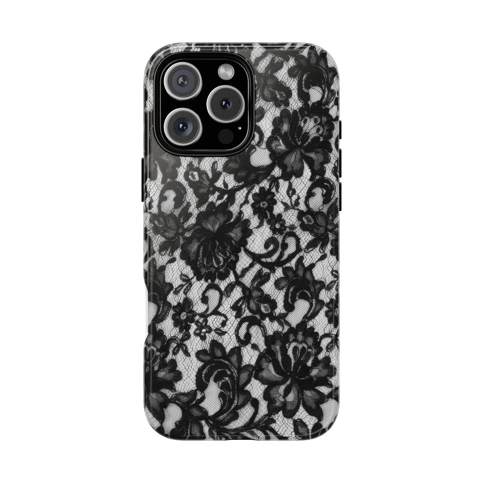 Black Lace Elegant Gothic Intricate Texture Style Case for iPhone 11 12 ...