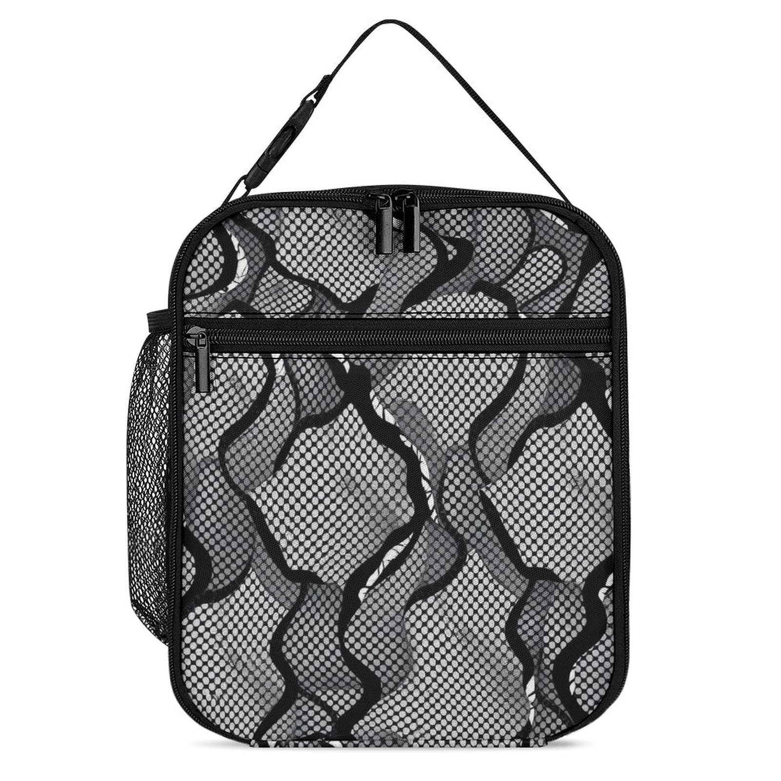 Black Lace Fabric Lunch Bags Lunch Container Bag Tote Lunch Box College ...