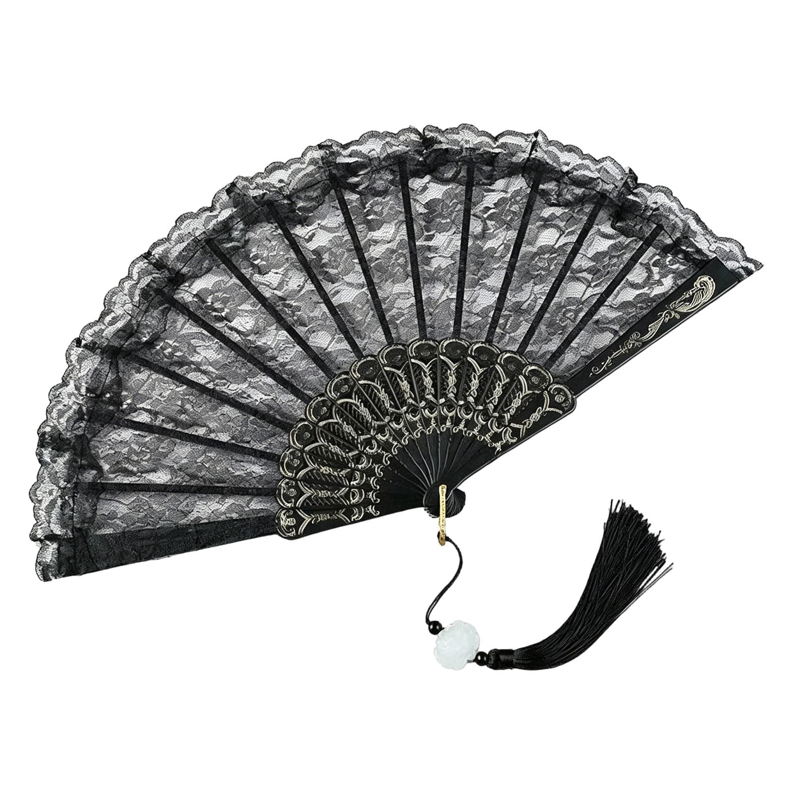Black Lace Fan, Loetky Handmade Vintage Fan For Tea Party Decoration ...