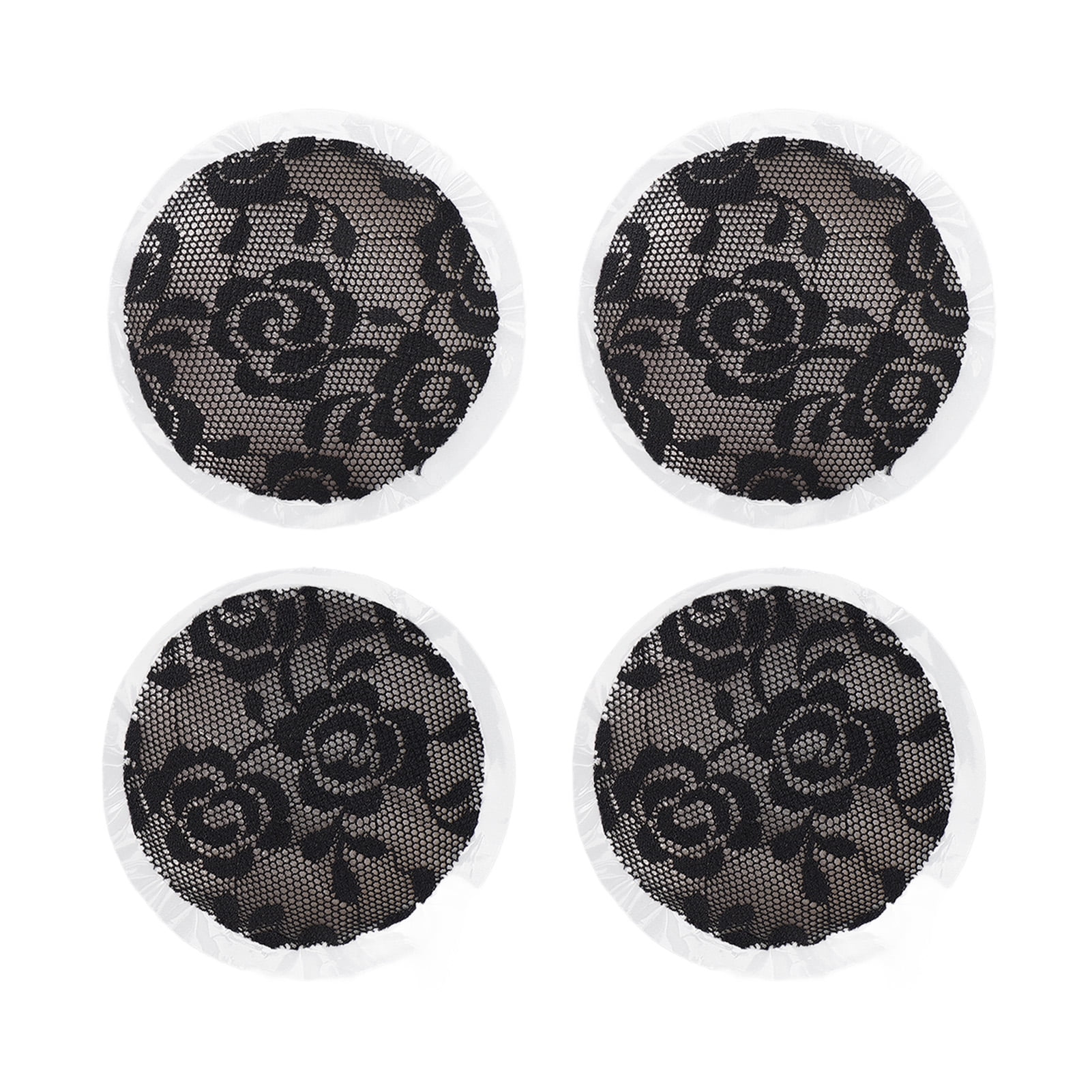 Black Lace Nipple Covers - 4PCS Soft Silicone Adhesive, Waterproof ...