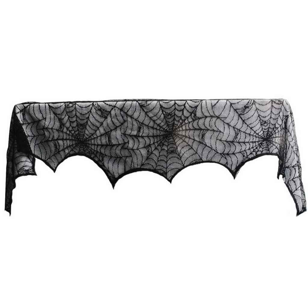 Black Lace Spider Web Halloween Fireplace Mantle Decor, Halloween Home ...