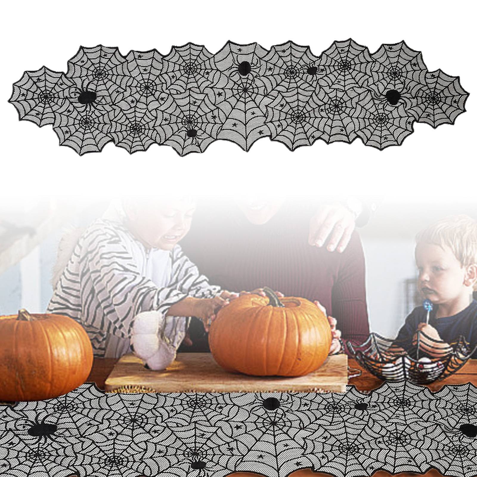 Black Lace Spider Web Table Runner for Halloween Decorations 72.04 Inch ...