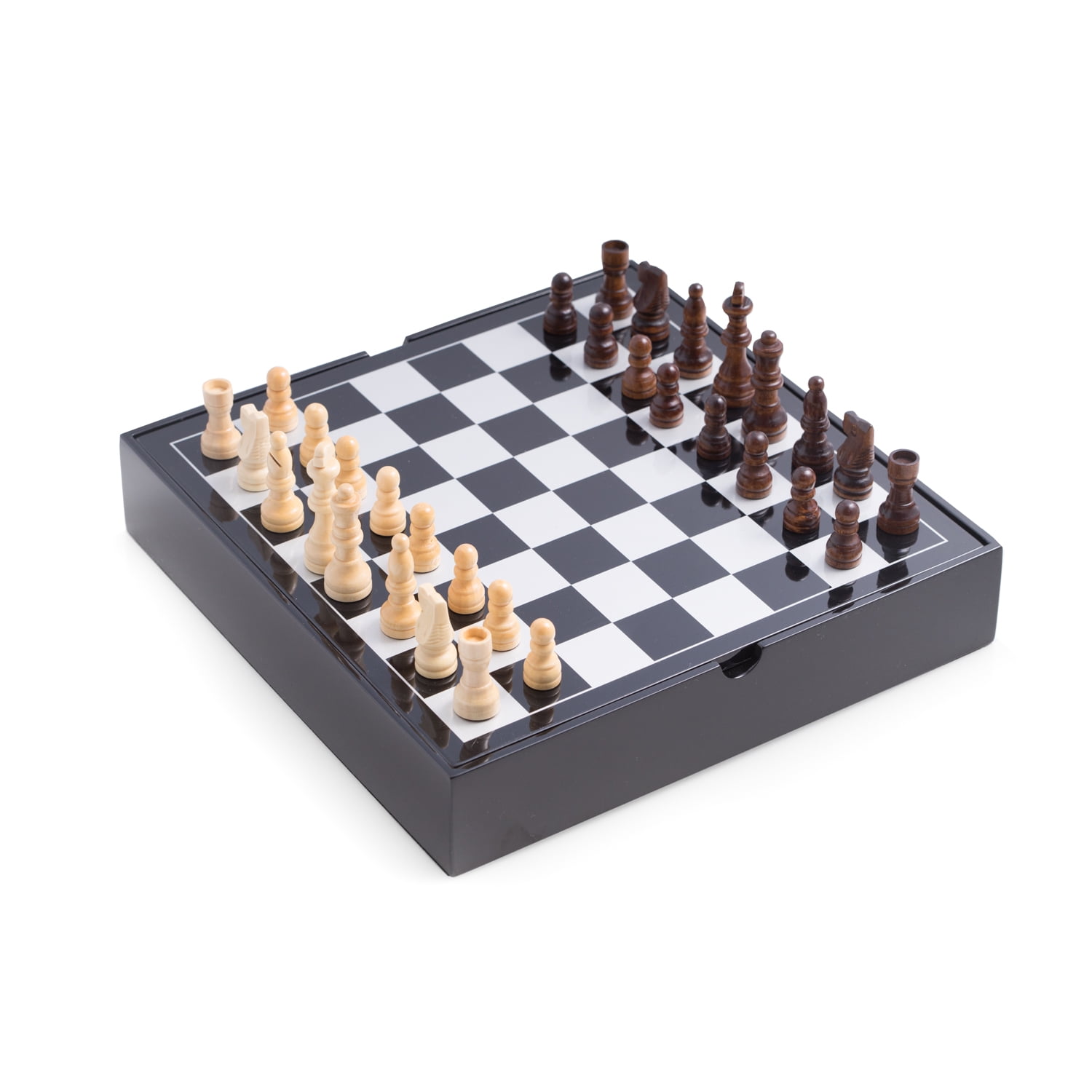 Black Lacquered Wood Multi Game Set. Includes Chess and Backgammon with ...