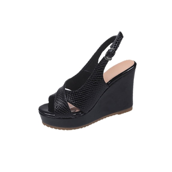 Black Ladies Beach Fish Mouth Open Toe Sandals Spring Summer One-Line ...