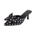 Black Ladies Black Pu Slide Sandals With A Fine High Heel And Buckle ...