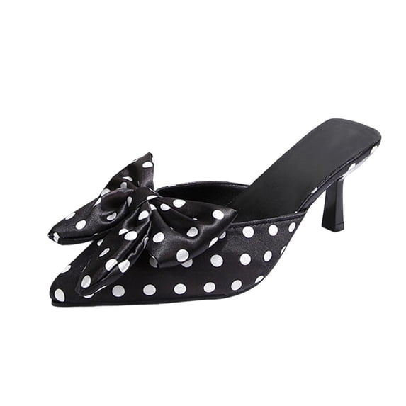 Black Ladies Black Pu Slide Sandals With A Fine High Heel And Buckle ...