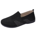 Black Ladies Breathable Mesh Flats Low Cut Lightweight Comfortable ...