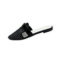 Black Ladies Casual Flat Slippers Featuring A Sleek Pointed Toe And ...