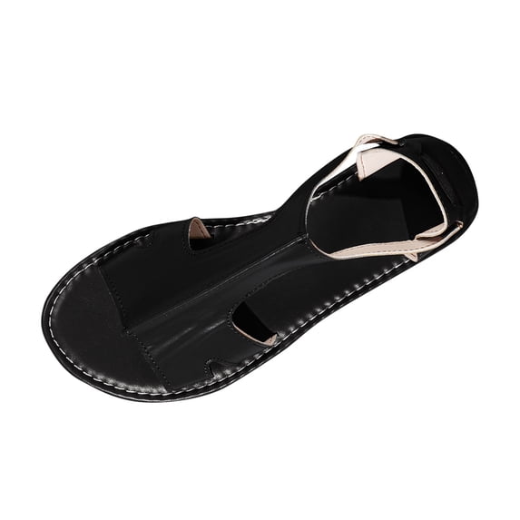 Black Ladies Casual Summer Wedge Sandals Hollow Round Toe Breathable ...
