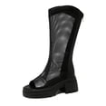 Black Ladies Chunky Heel Sandals Mesh Breathable Round Toe Open Toe ...