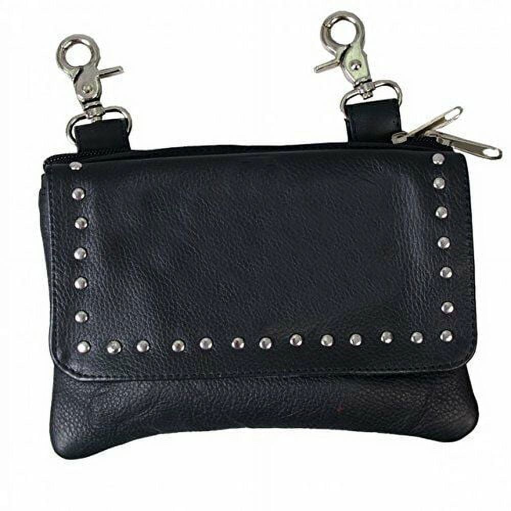 Black Ladies Clip Pouch Purse with Studs, Adjustable Strap, Heavy Duty ...