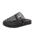 Black Ladies Closed Toe Thick Sole Sandals Buckle Strap Breathable Plus ...