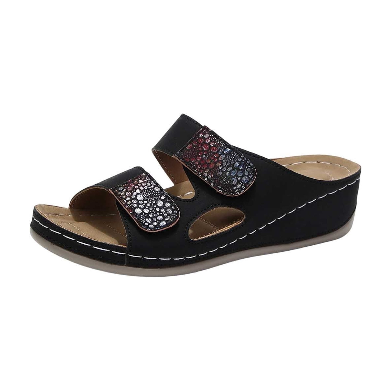 Black Ladies Fashion Casual Spring Beach Fish Mouth Open Toe Thick ...