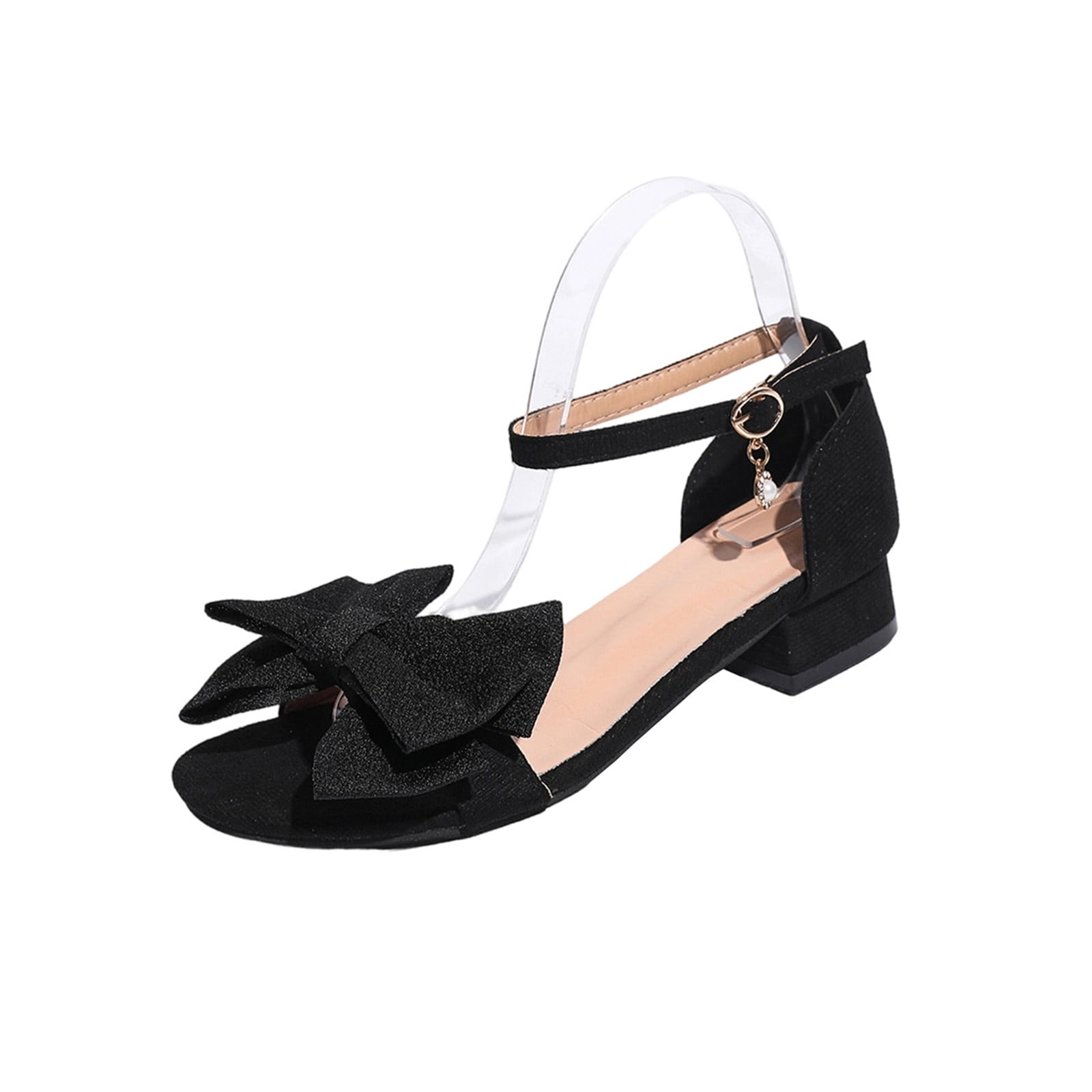 Black Ladies Fashionable Sandals Featuring Bow Detail Adjustable Buckle ...