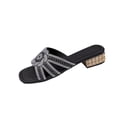 Black Ladies Heeled Sparkly Upper Low Heel Beach Slippers Plus Size ...