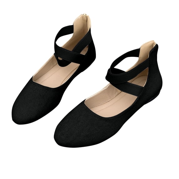 Black Ladies Large Size Flat Comfortable Footwear Suede Shallow Mouth ...