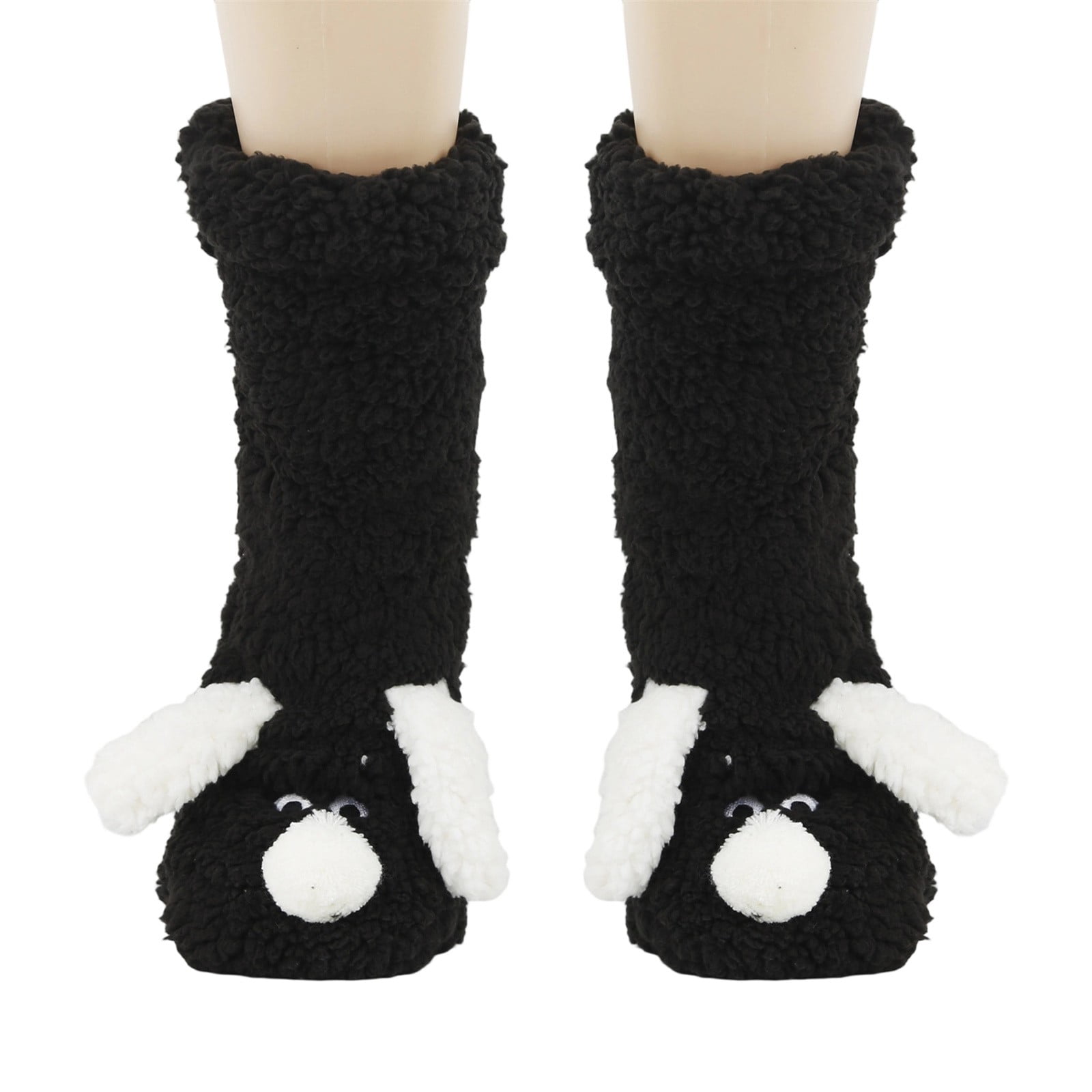 Black Ladies Long Warm Socks With Solid Color And Thick Design For ...