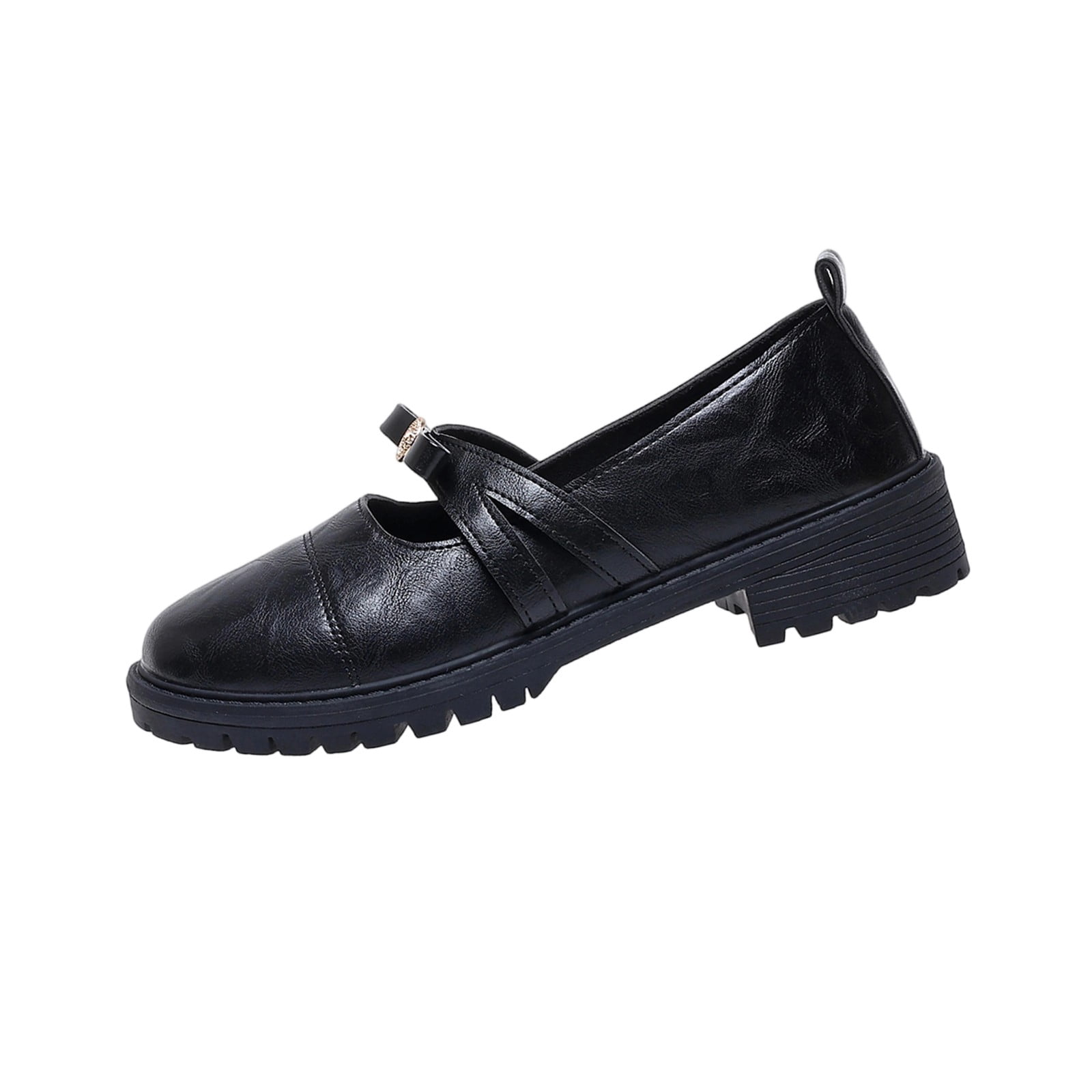 Black Ladies Mary Shoes For Spring Summer Casual Fashion Versatile Plus ...
