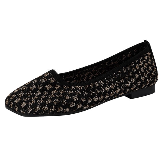 Black Ladies Mesh Breathable Slip-On Round Toe Flats Lightweight ...