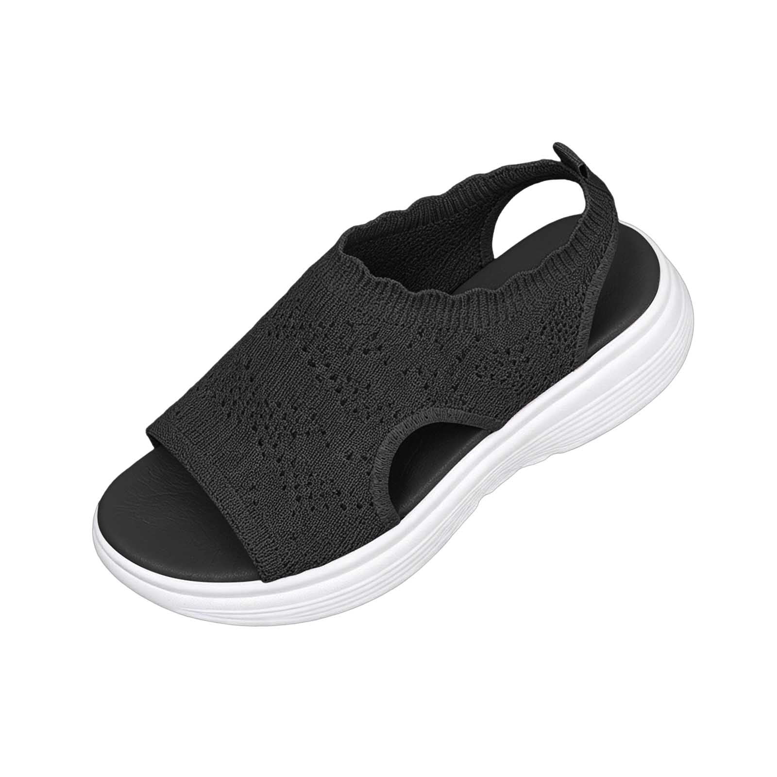 Black Ladies Mesh Platform Sandals Open Round Toe Breathable 2026 ...