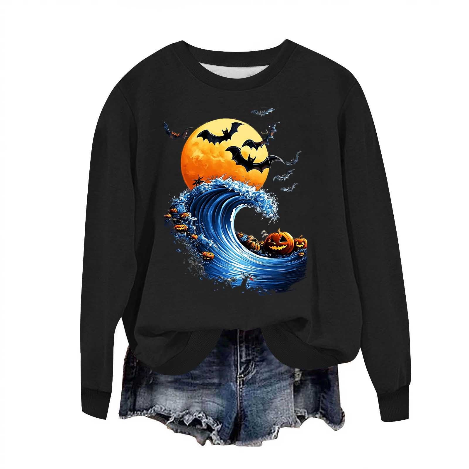 Black Ladies Pullover Graphic Loose Fit Outfit Sweatshirt for Juniors ...