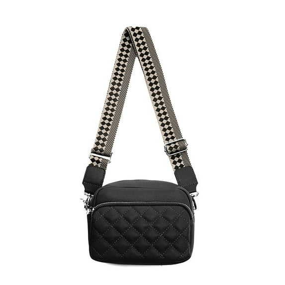 Black Ladies Shoulder Bag With A Wide Adjustable Strap And Double ...