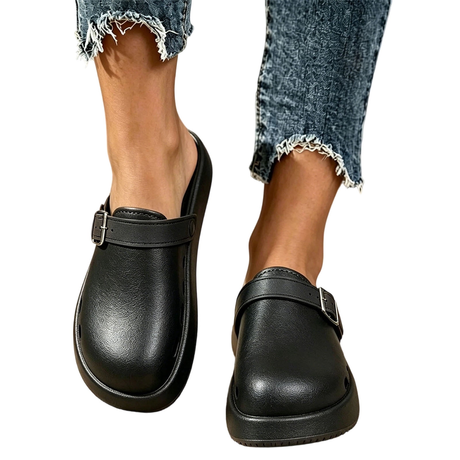 Black Ladies Slide Sandals Eva Closed Toe Slippers Indoor Cool For ...