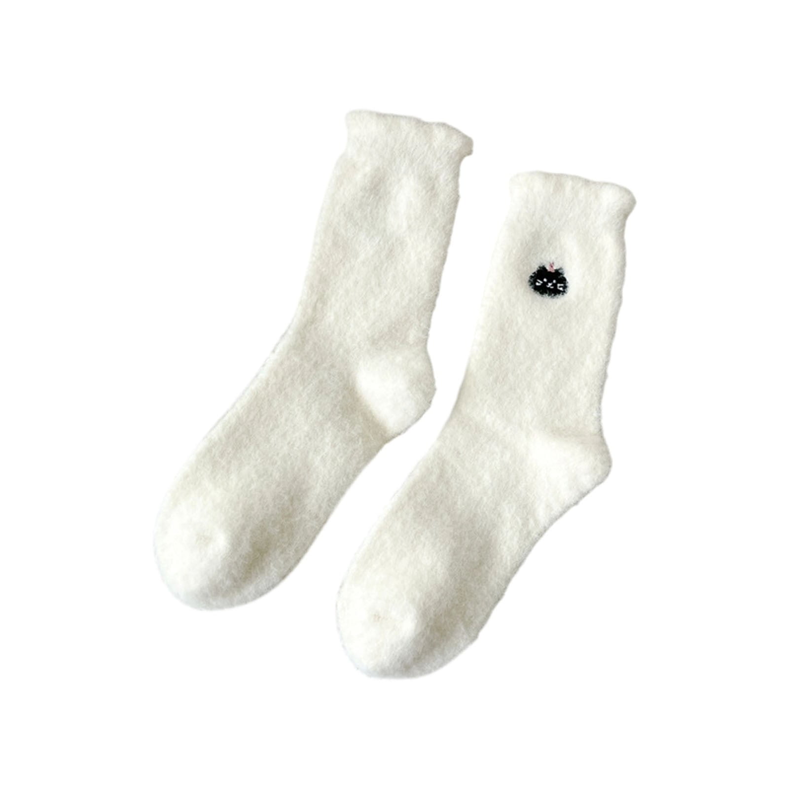 Black Ladies Soft Thickened Cute Middle Tube Socks With Cartoon Design ...