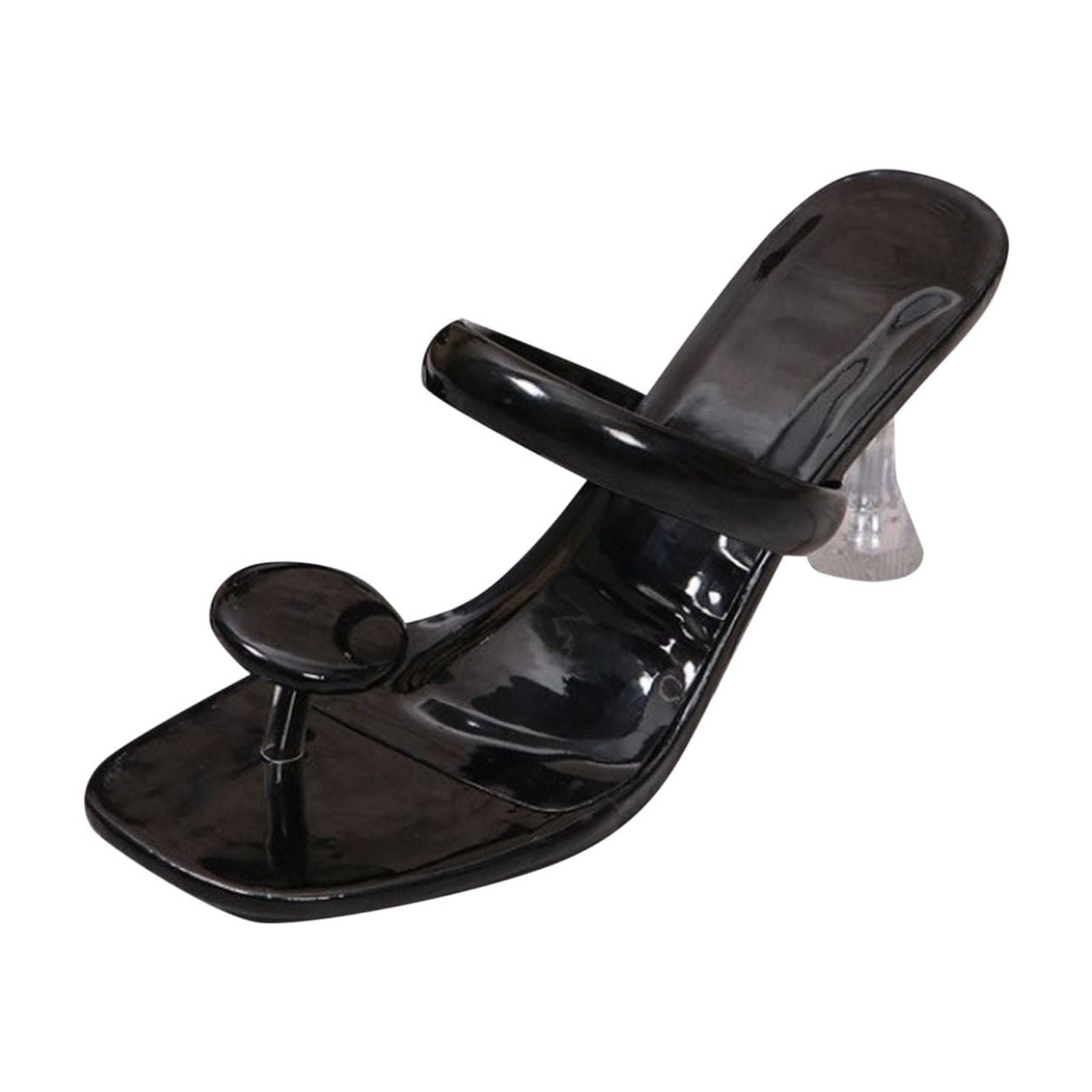 Black Ladies Solid Color Square Toe Clip Toe Heels For Daily Use And ...
