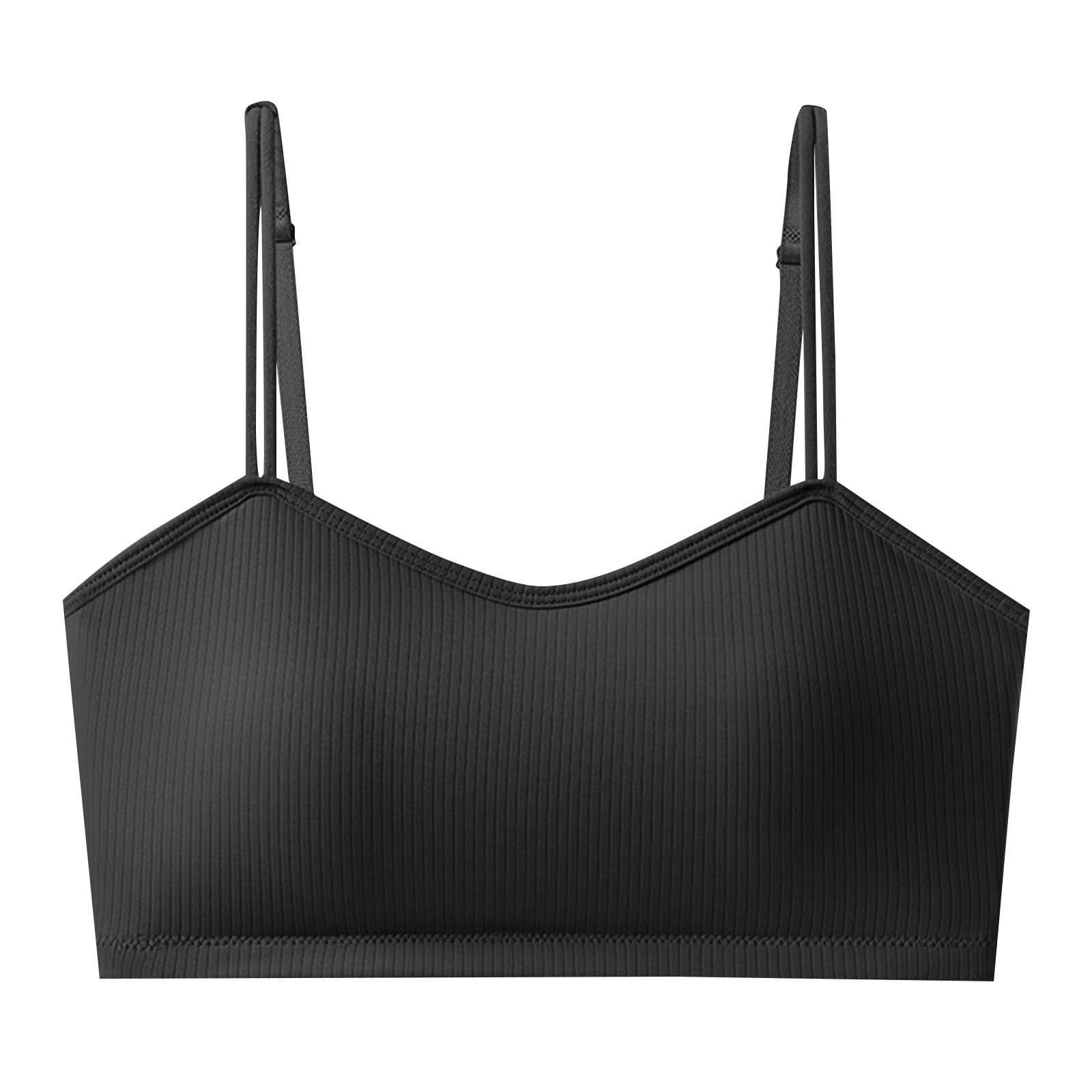 Black Ladies Spaghetti Strap Loose Fit Bra for Juniors Spandex Thin ...