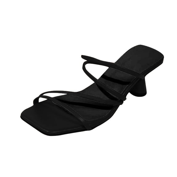 Black Ladies Versatile High Heels Thin Strap Breathable Spring Summer ...