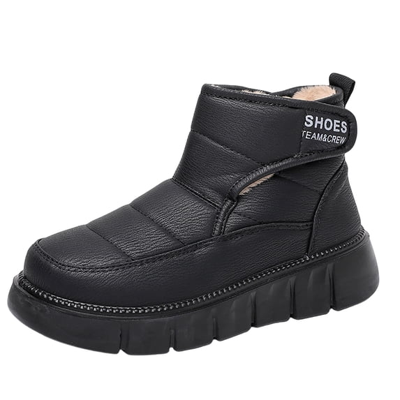 Black Ladies' Warm Short Snow Boots With Insulated Interior Chunky Sole ...