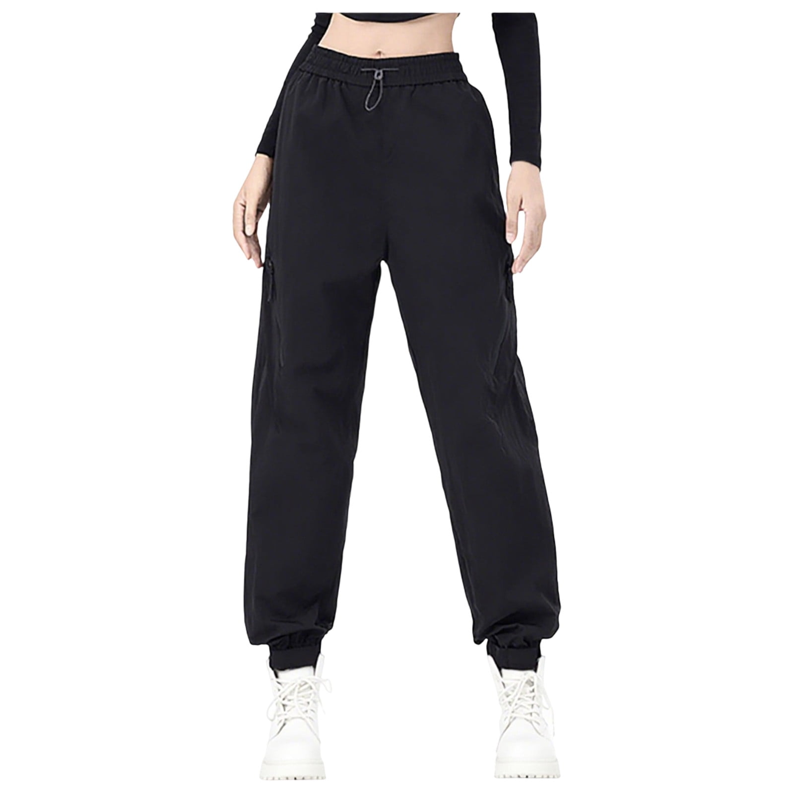 Black Ladies Waterproof Straight Leg Basic Long Leg Pants for Juniors ...