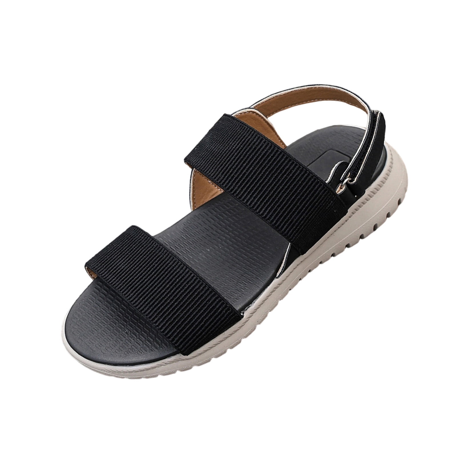 Black Ladies Wedge Sandals Breathable Mesh Summer Solid Color Thick ...