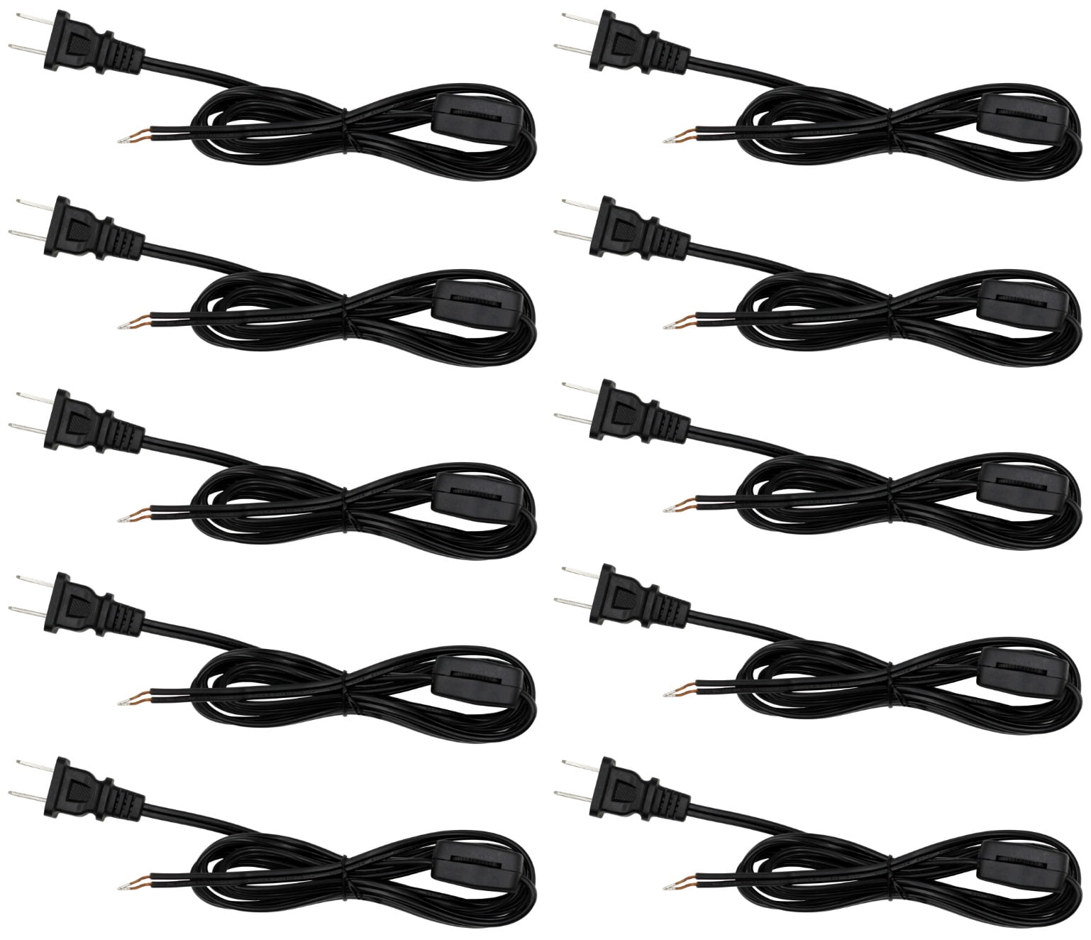 Black Lamp Cord with Rotary Switch, Polarized Plug, Stripped Ends Ready ...