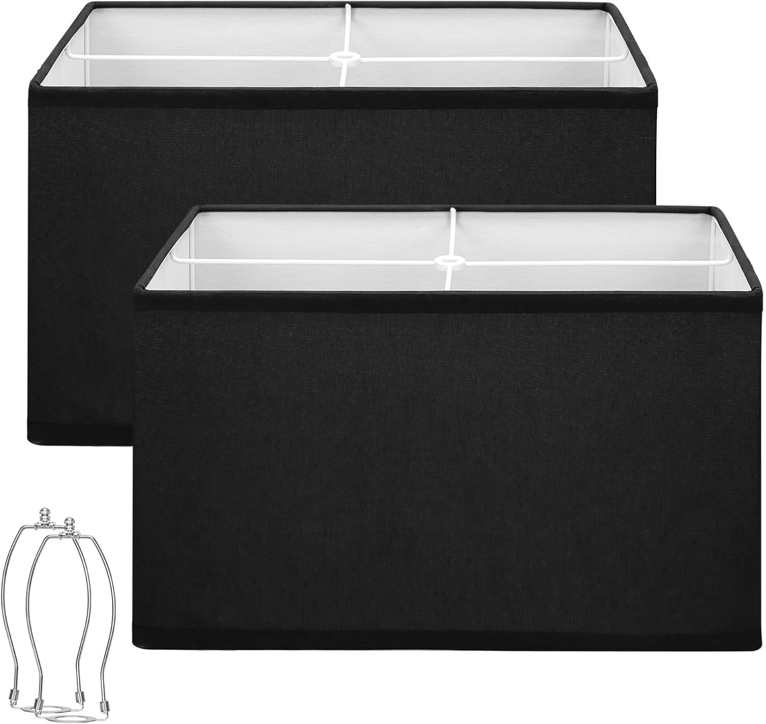Black Lamp Shades Set of 2, Large Rectangle Lampshades Replacement, 16 ...