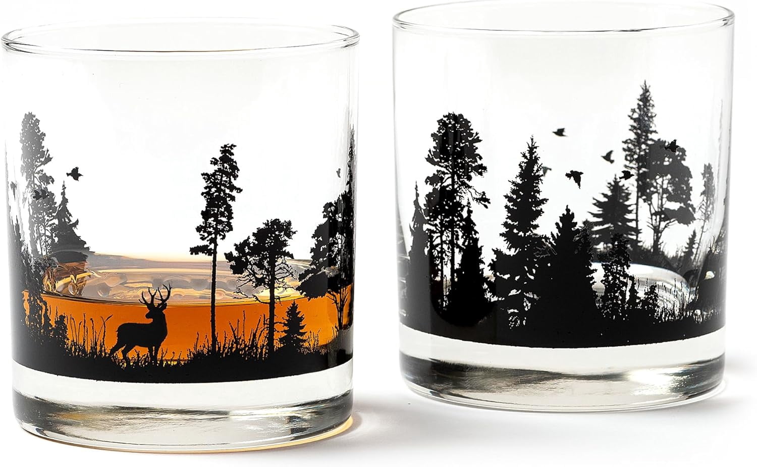 Black Lantern Whiskey Glasses Set of 2 – 11oz Heavy Base Old Fashioned ...