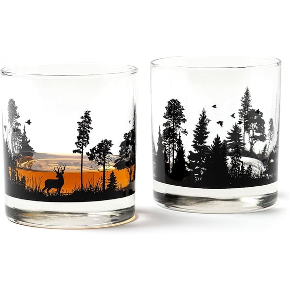 Black Lantern Whiskey Glasses Set of 2 – 11oz Heavy Base Old Fashioned ...