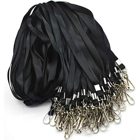 Black Lanyard Bulk Lanyards for Id Badges Flat Lanyard with Badge Clip ...
